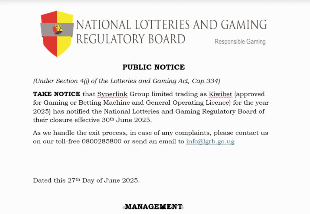 KIWIBET SHUTS DOWN OPERATIONS IN UGANDA - REGULATOR CONFIRMS EXIT ...